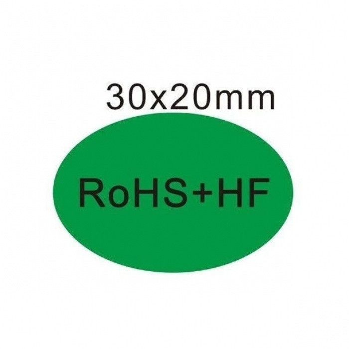 臺灣熱賣 ROHS+HF綠底環保標誌無鹵素標檢測貼紙20*30mm橢圓形rohs標簽 KKCX | 蝦皮購物