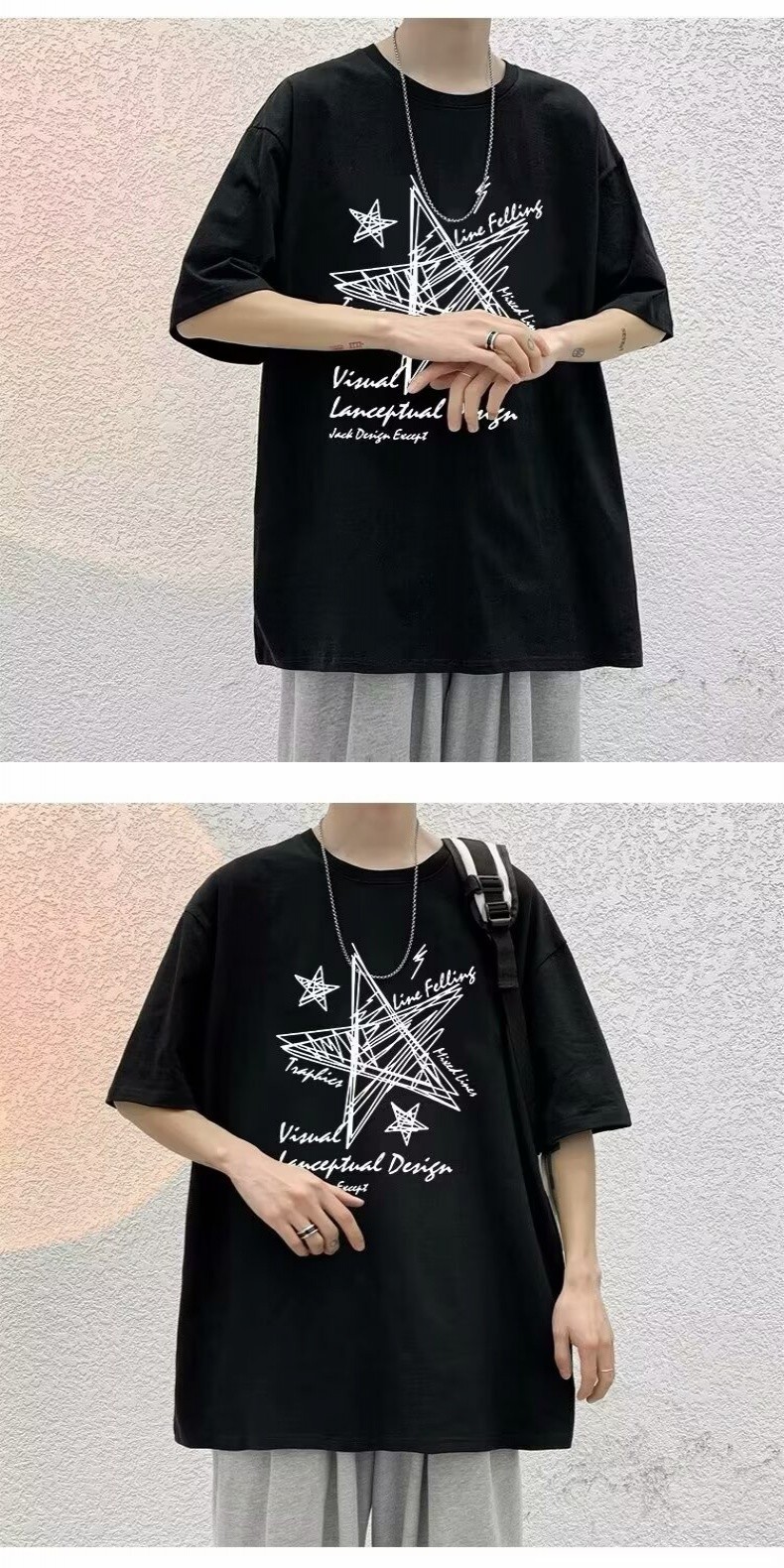 M-8XL 五角星印花 純棉短袖T恤 男 夏季 新款 五分袖 T恤 男裝衣服 百搭 港風 潮牌 半袖 男T恤 潮流上衣 | 蝦皮購物