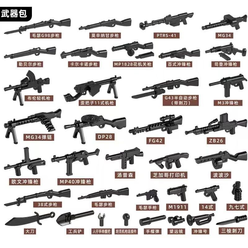 臺灣出貨兼容樂高積木人仔軍事武器小配件二戰人仔槍支喫鷄武器裝備小玩具 | 蝦皮購物
