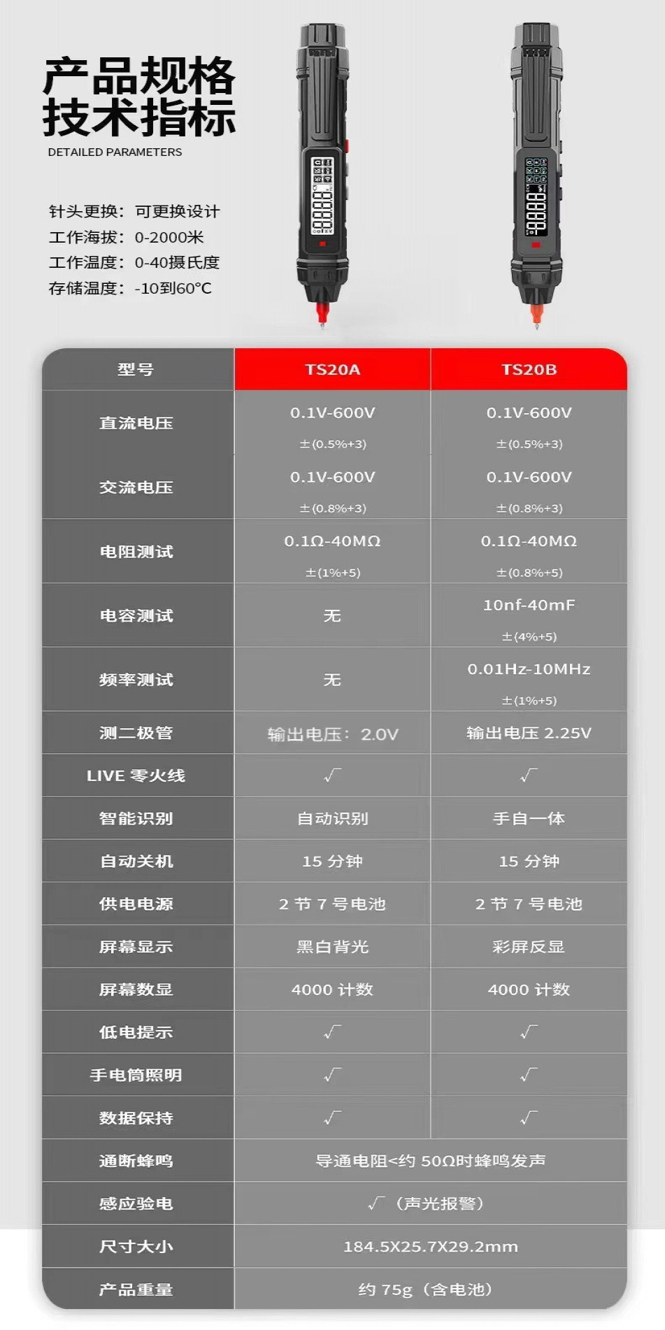 台灣出貨】HYTAIS智慧筆萬用電錶TS20A 多功能測電筆高精度電容電錶電工萬能錶 | 蝦皮購物