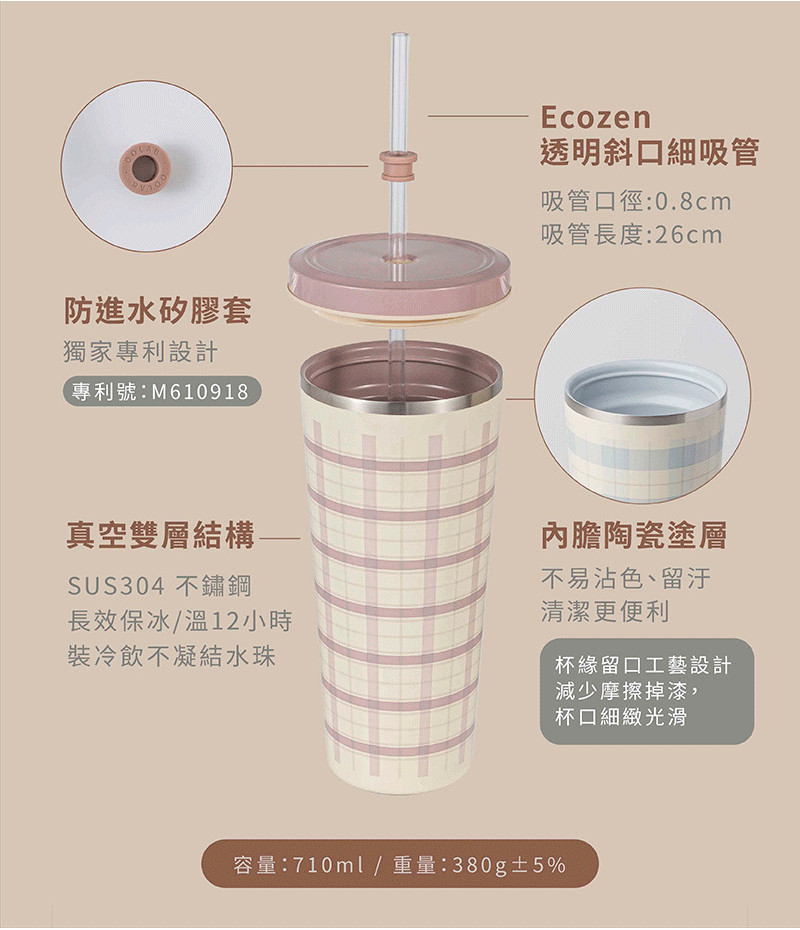 【Oolab 良杯製所】法式織戀系列 二代陶瓷易潔層吸管杯710ml(4款) 保溫 保冷 水杯 水壺 手搖 | 蝦皮購物