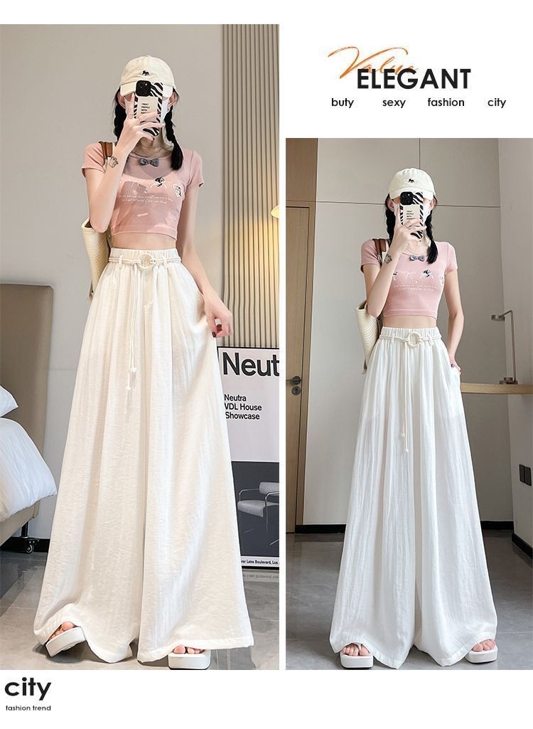 【XL-8XL大尺碼】👩休閒褲 長褲 寬褲 牛仔褲 百搭褲 大碼300斤胖mm冰絲山本裙褲女夏季顯瘦 | 蝦皮購物