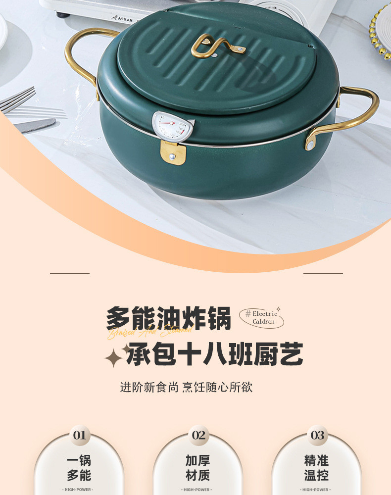 YINK-304日式不銹鋼油炸鍋家用復底省油可控溫燃氣電磁爐專用 | 蝦皮購物