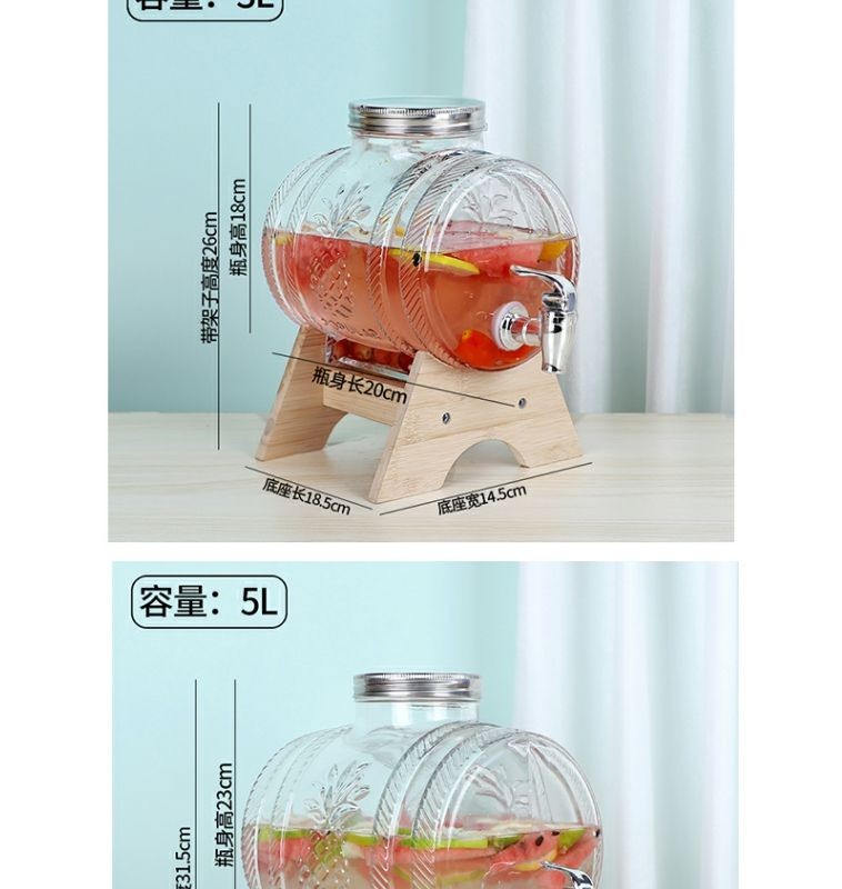 3L/5L 附龍頭/底座玻璃飲料桶 冰箱冷水壺 釀酒玻璃罐 洋酒展示瓶 可樂桶 玻璃果茶桶 泡酒罐 0JGO | 蝦皮購物