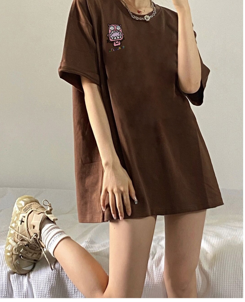 CHAOO T恤 短袖 紅色衣服 黑色短袖 oversize 下半身失蹤 夏天衣服 美式復古上衣 原宿風 女生短袖 | 蝦皮購物