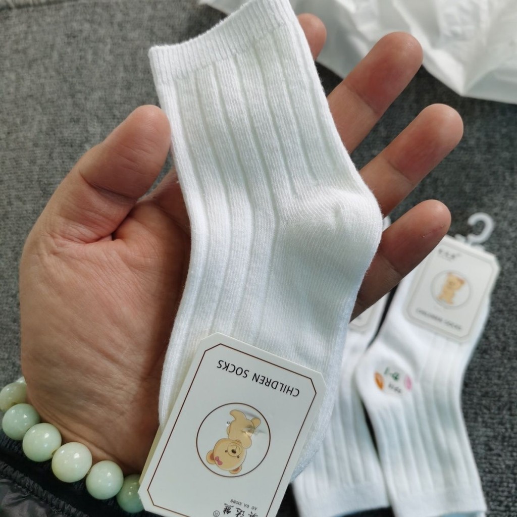 夏日爆款 100%純棉兒童襪子秋冬長筒中筒雙針防臭吸汗透氣韓版可愛白色運動 TY2E | 蝦皮購物
