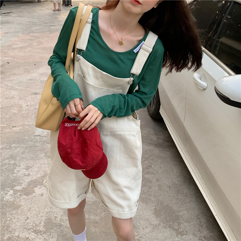 免運 臺灣出貨 吊帶褲女 減齡背帶褲女2025新款純色設計感小個子背帶短褲女春夏潮 NSDK | 蝦皮購物