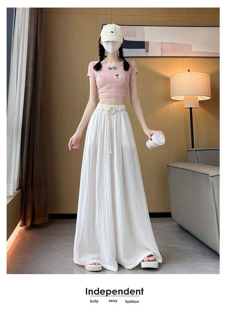 【XL-8XL大尺碼】👩休閒褲 長褲 寬褲 牛仔褲 百搭褲 大碼300斤胖mm冰絲山本裙褲女夏季顯瘦 | 蝦皮購物