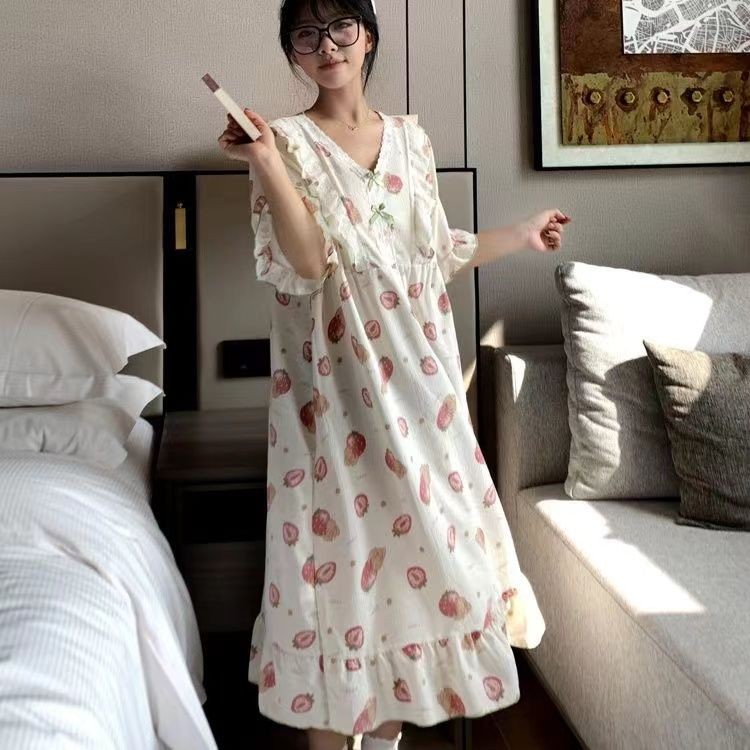 【XL-8XL大尺碼】👩睡衣 睡裙 睡袍 大尺碼居家服 300斤胖mm睡裙女寬鬆顯瘦宿捨年輕ins風古風長款過膝休閒外 | 蝦皮購物