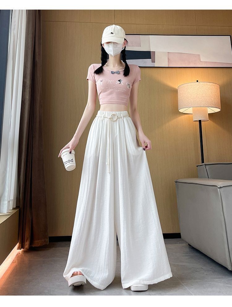 【XL-8XL大尺碼】👩休閒褲 長褲 寬褲 牛仔褲 百搭褲 大碼300斤胖mm冰絲山本裙褲女夏季顯瘦 | 蝦皮購物