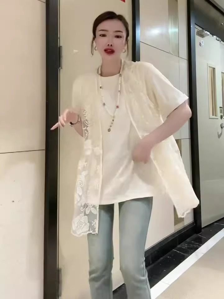 【XL-8XL大尺碼】👩女西裝背心 背心 真口袋 開襟背心大碼300斤胖妹妹mm歐貨提花歐根紗蕾絲馬甲女夏疊穿外搭無袖 | 蝦皮購物