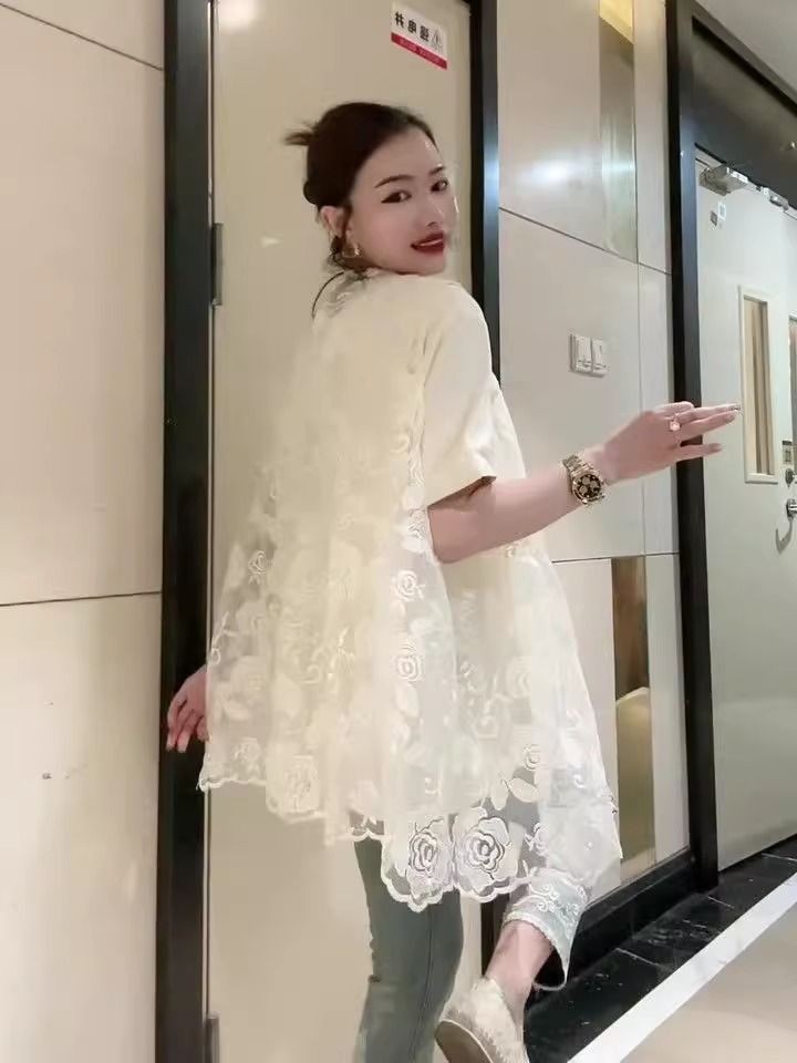 【XL-8XL大尺碼】👩女西裝背心 背心 真口袋 開襟背心大碼300斤胖妹妹mm歐貨提花歐根紗蕾絲馬甲女夏疊穿外搭無袖 | 蝦皮購物