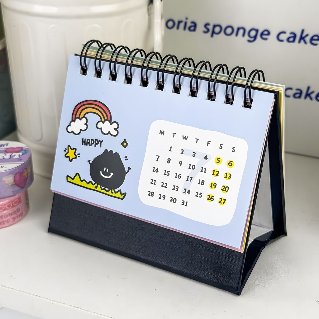 2025年卡通ins風臺曆 臺歷 桌曆 日曆 計劃本 桌曆本 辦公桌麵創意擺件 月曆記事計劃本 桌麵年曆 線圈月曆 | 蝦皮購物