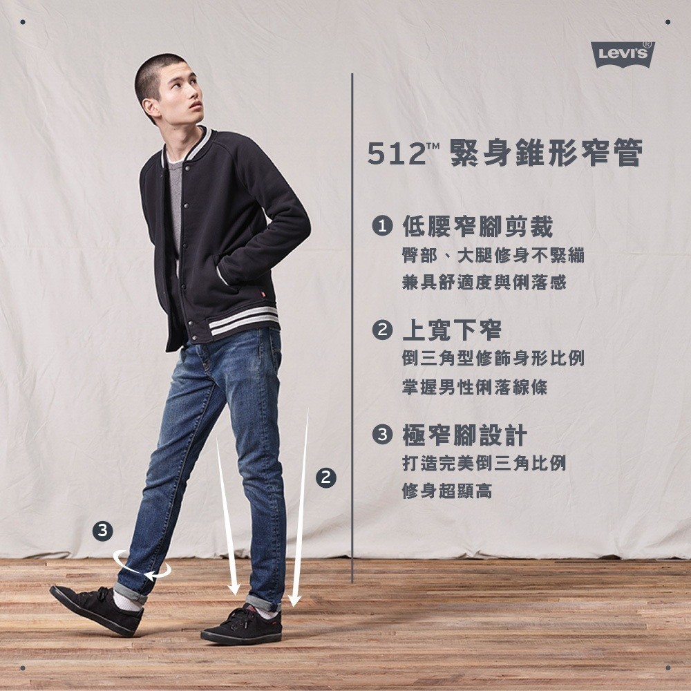 Levi's® MOJ 日本製布料 上寬下窄 512修身錐形牛仔褲 / 彈性面料 男款 A5877-0004 熱賣單品 | 蝦皮購物