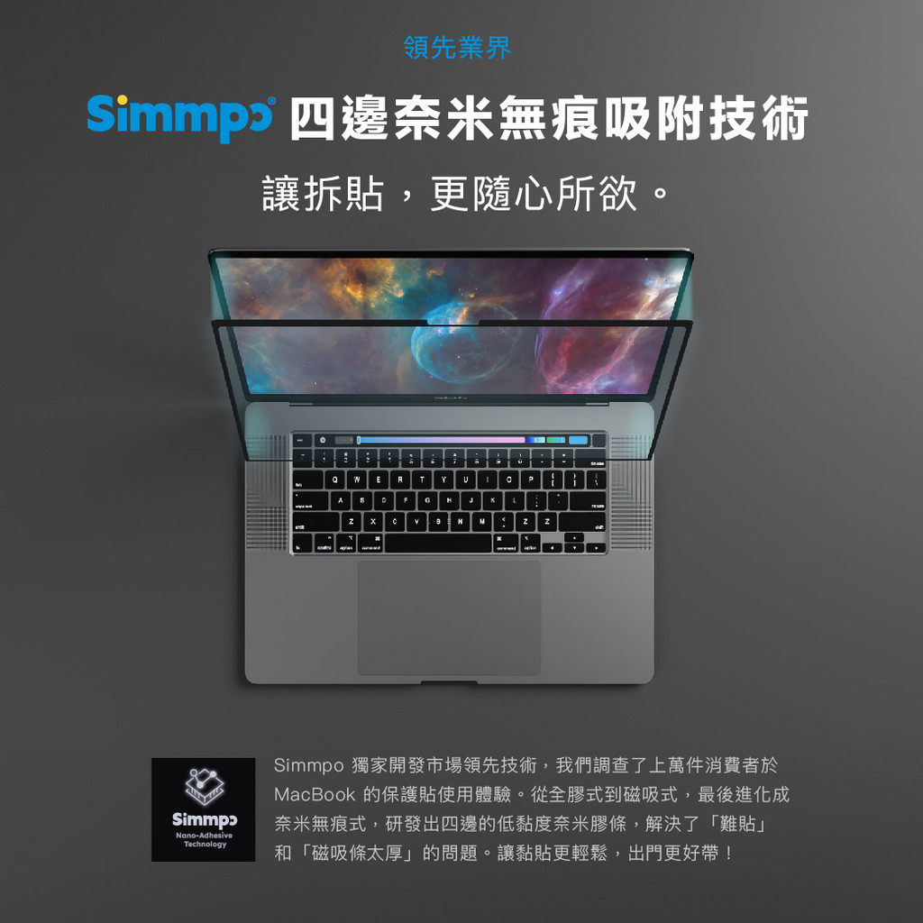 Simmpo｜MacBook Air/Pro 舒視防窺 奈米無痕簡單貼 MacBook 防窺抗藍光 | 蝦皮購物