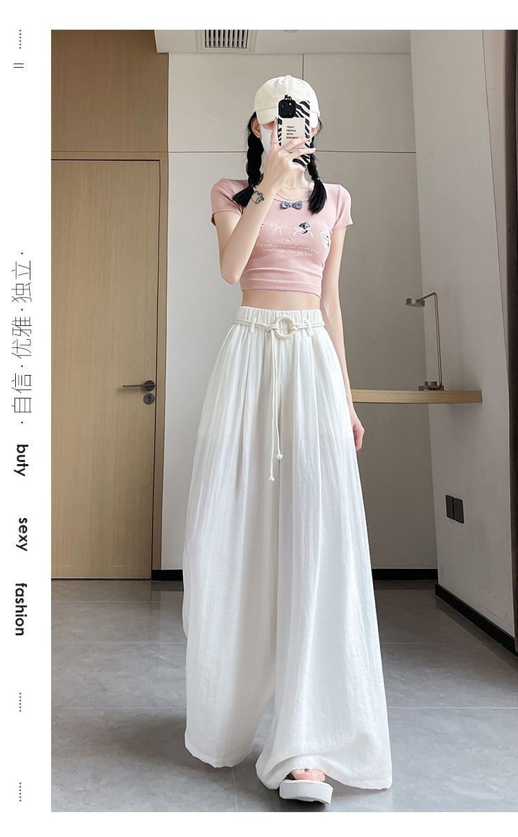 【XL-8XL大尺碼】👩休閒褲 長褲 寬褲 牛仔褲 百搭褲 大碼300斤胖mm冰絲山本裙褲女夏季顯瘦 | 蝦皮購物