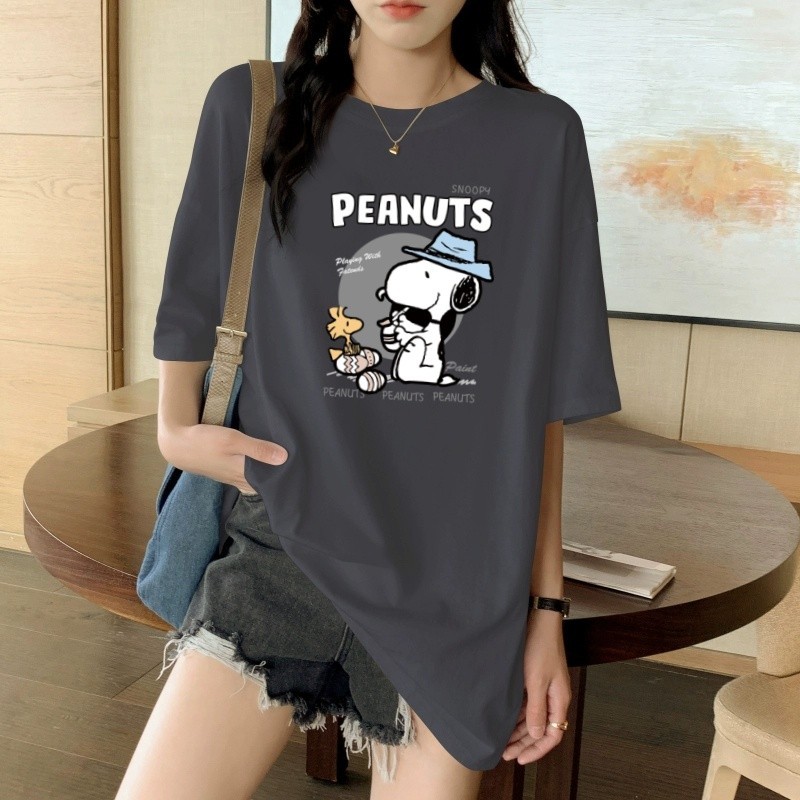 日常剛需高質感！夏天純棉 t恤 短袖上衣 落肩上衣 印花 t恤 白色上衣 oversize 寬鬆上衣短袖 衣服A01 | 蝦皮購物