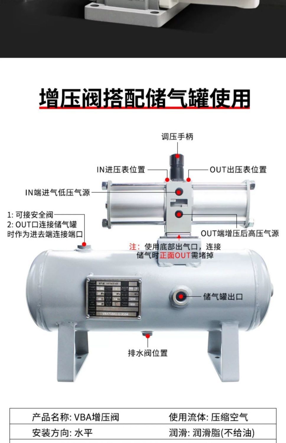 【含稅*附發票】VBA氣動氣體增壓閥器加壓泵增壓缸空氣壓缸VBA10A/20A-03/40A-04G | 蝦皮購物