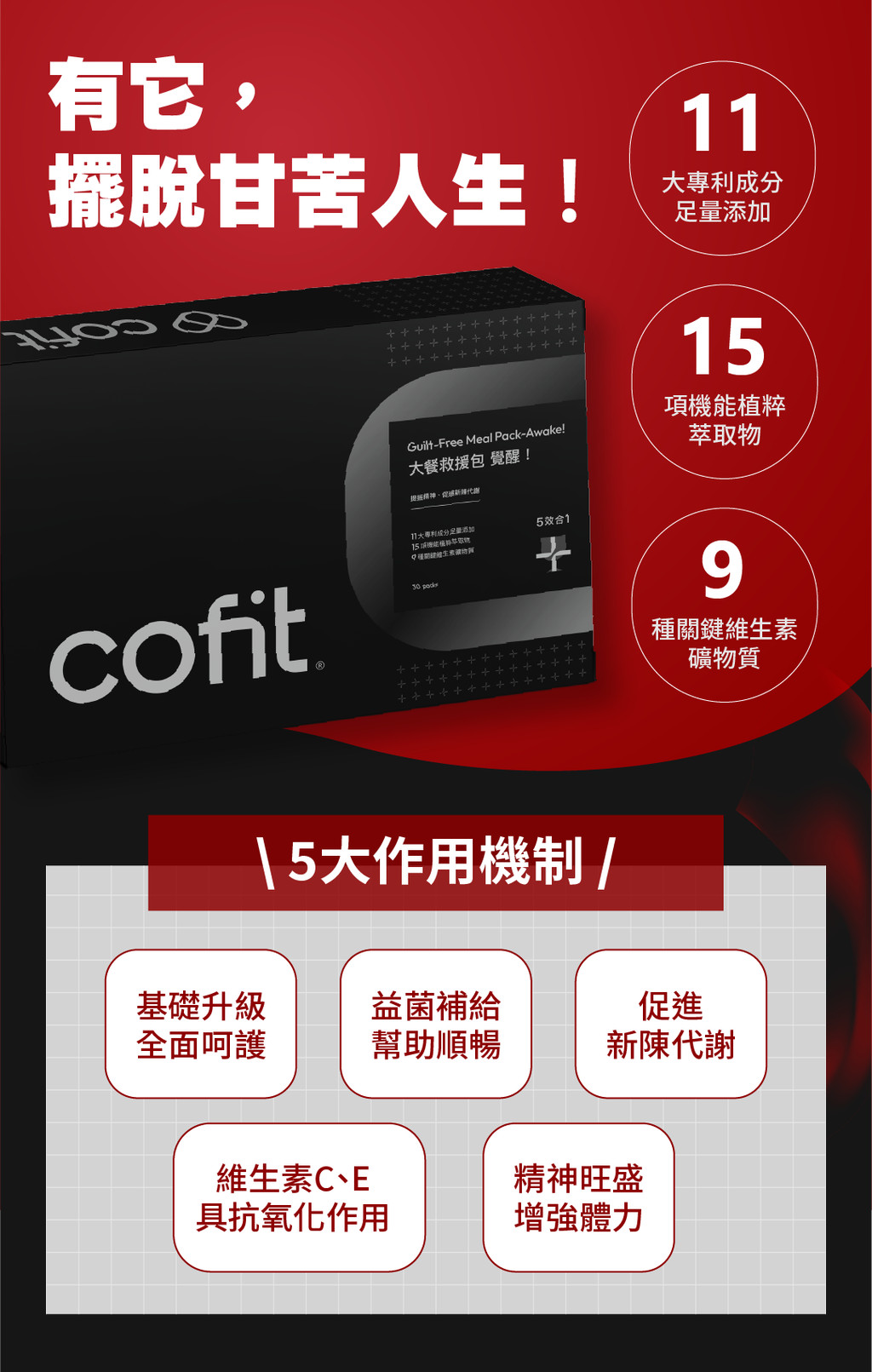【Cofit】大餐救援包-覺醒版(5顆x30包/盒)｜閃澱PLUS 順酵 極黑生薑黃 氧妍萃PLUS 甘肽好 [奶素] | 蝦皮購物