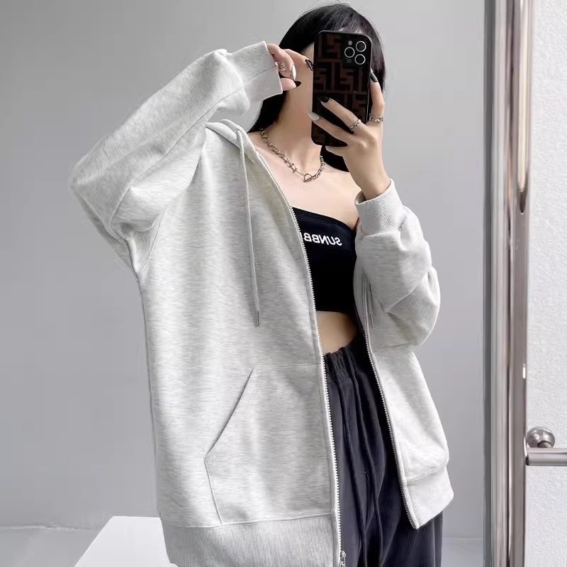 現貨隔日到！高品質600g重磅外套 美式外套 連帽外套 開衫外套 外套女 oversize外套 素色 基礎款外套秋天外套 | 蝦皮購物