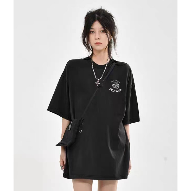 CHAOO 水洗t oversize 寬鬆上衣 短袖 T恤 短袖上衣 短袖T恤 夏天衣服 設計感上衣 美式復古 | 蝦皮購物