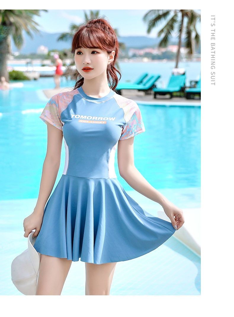 台灣出貨 S-7XL 大碼泳衣女 連身泳衣 帶胸墊 大碼裙式泳衣 保守泳衣 高級感 顯瘦遮肚 胖mm裙式泳衣 溫泉泡湯 | 蝦皮購物