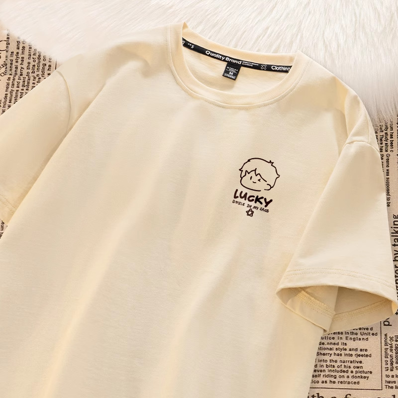 Lucky男孩 240g純棉短袖 男女生t恤 重磅短tee 加大碼oversize上衣 潮牌簡約ins風T恤 韓式短袖 | 蝦皮購物
