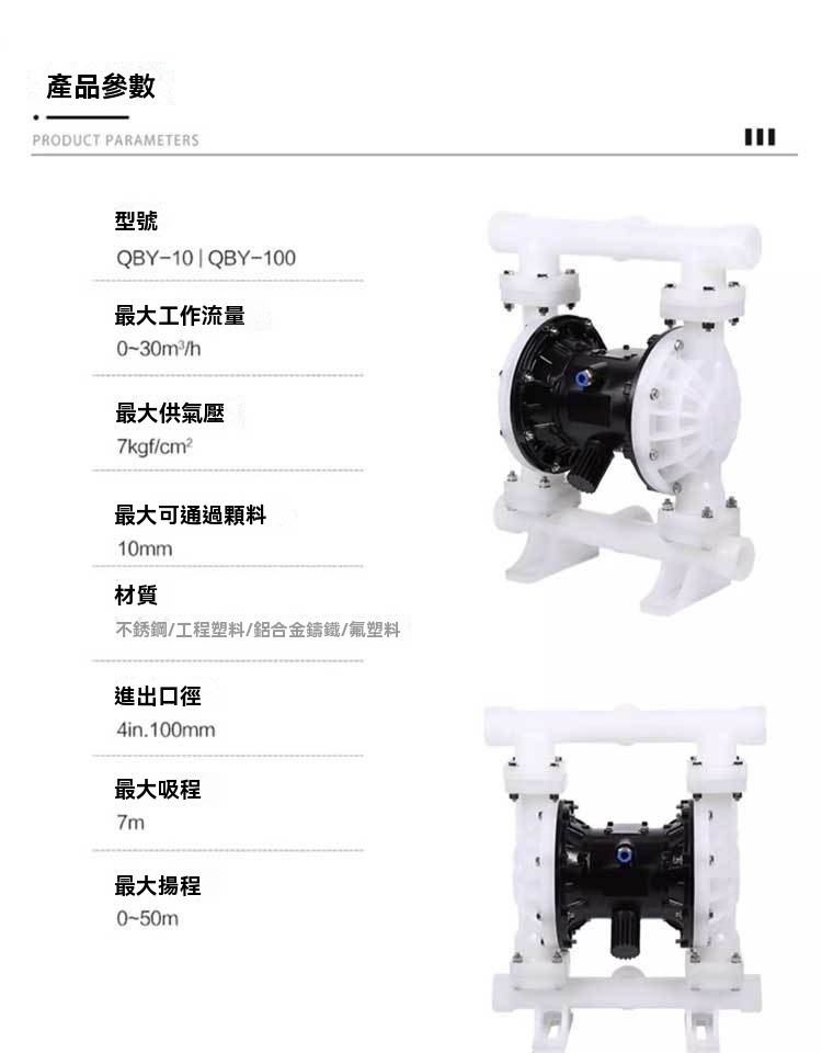 臺灣發貨 免運/開票 PP氣動隔膜泵工程塑料QBY/15/20耐腐蝕耐痠堿大流量抽水機 鋁閤金壓濾機泵 | 蝦皮購物