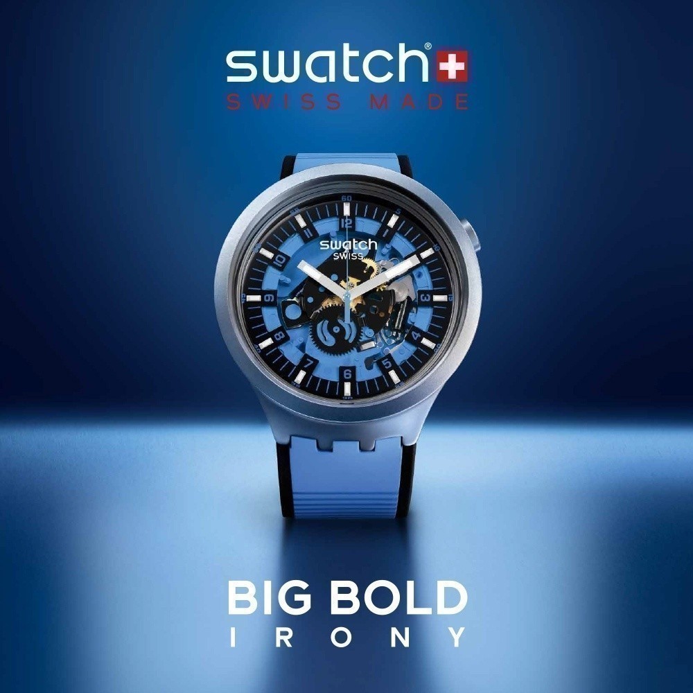 【SWATCH】BIG BOLD 手錶 BLUE DAZE 迷霧藍 (47mm) 瑞士錶 男錶 女錶 SB07S106 | 蝦皮購物