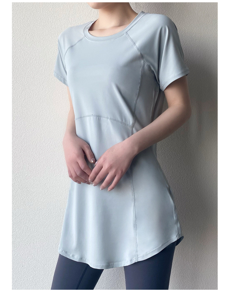 【小七優選】 長版遮臀修身運動長袖上衣 顯瘦遮肉 美背透氣 運動上衣 跑步訓練瑜伽 健身上衣 長版上衣 輕薄 | 蝦皮購物