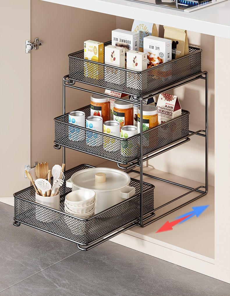 【3394人收藏】廚房置物架下水槽家用抽拉多層鍋具調料收納架臺麵多功能櫥櫃隔層 9QWH | 蝦皮購物