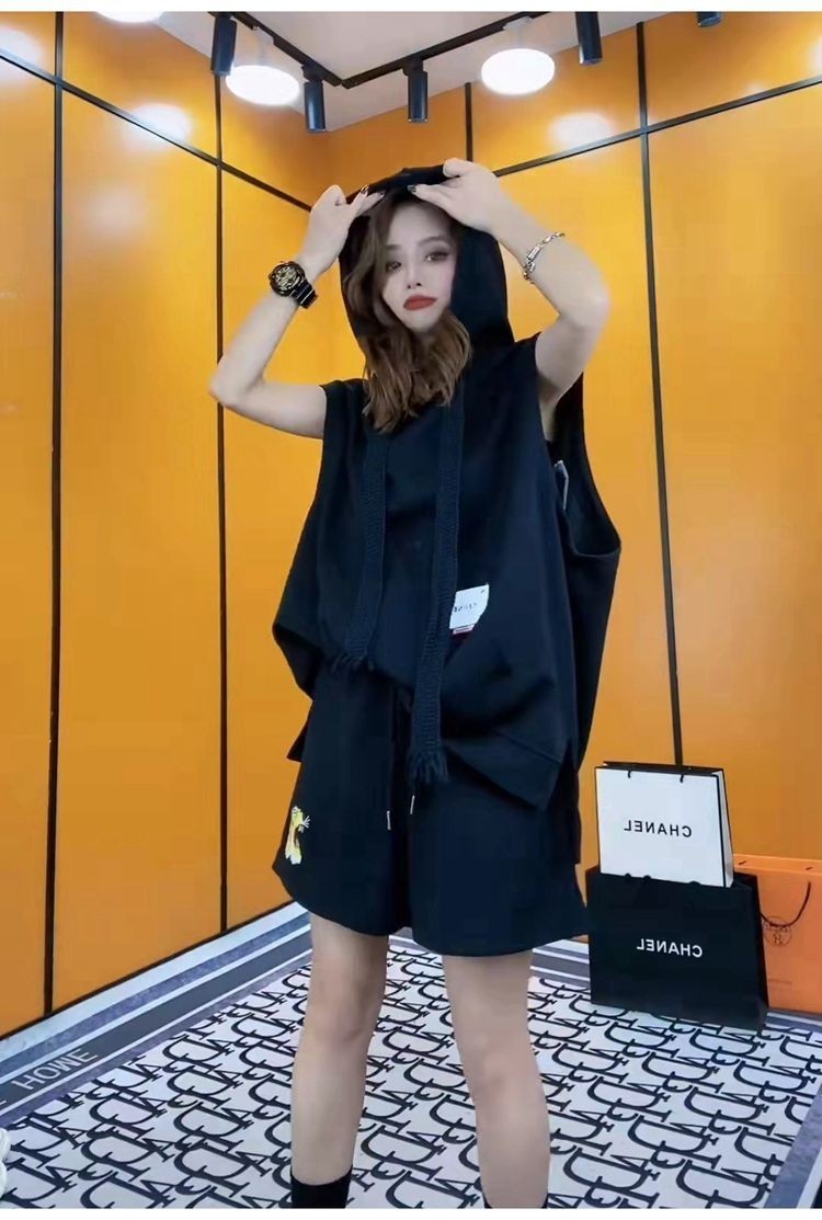 【XL-8XL大尺碼】👩大尺碼套裝 夏薄款 韓版套裝 運動套裝 胖MM特大碼300斤無袖連帽中長款馬甲 | 蝦皮購物