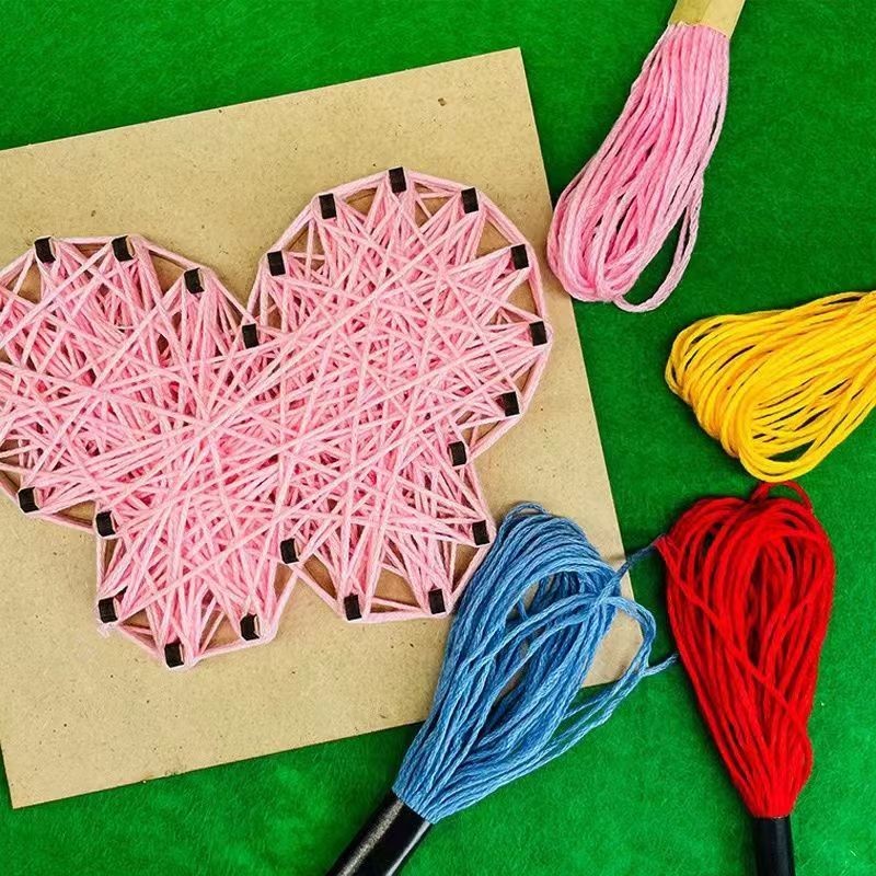 【吖吖潮玩】臺灣出貨 幼兒園 釘子 繞綫畵 簡單DIY 手工製作包 親子創意 練手 編織材料 幼兒園 簡單釘子畫 | 蝦皮購物