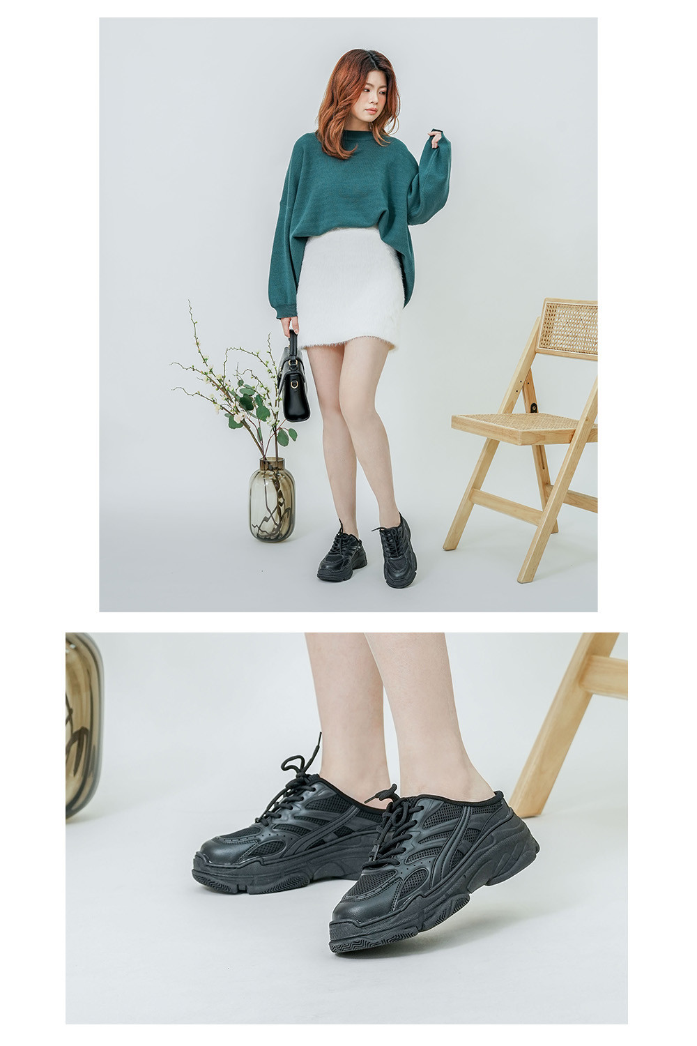 Material瑪特麗歐 T53601 一般碼23-25(另有加大碼) 女鞋 MIT潮流綁帶輕量厚底穆勒老爹鞋 | 蝦皮購物