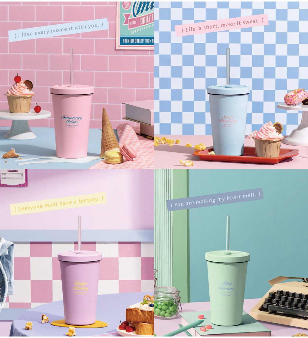 【Oolab 良杯製所】 特別品 二代冰淇淋系列 陶瓷易潔層吸管杯550ml（附24cm透明斜口細吸管） | 蝦皮購物