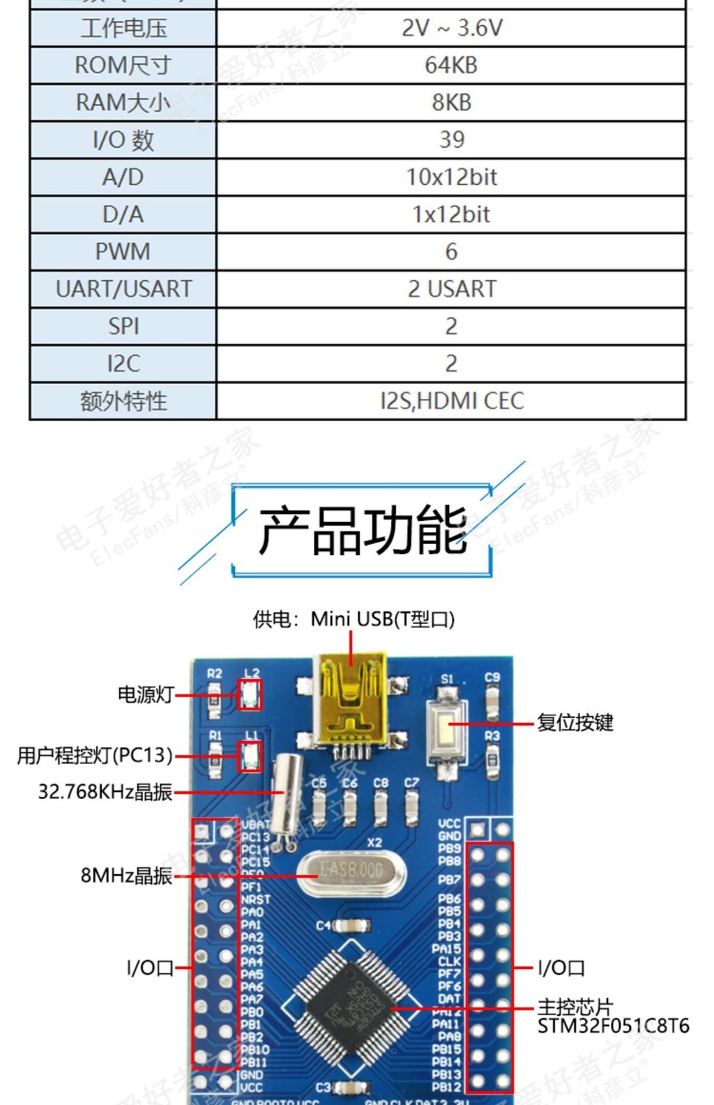 【台灣出貨】STM32F051C8T6 單片機開發板 STM32 模塊實驗學習板 核心最小系統板 可開發票 便捷實用 | 蝦皮購物