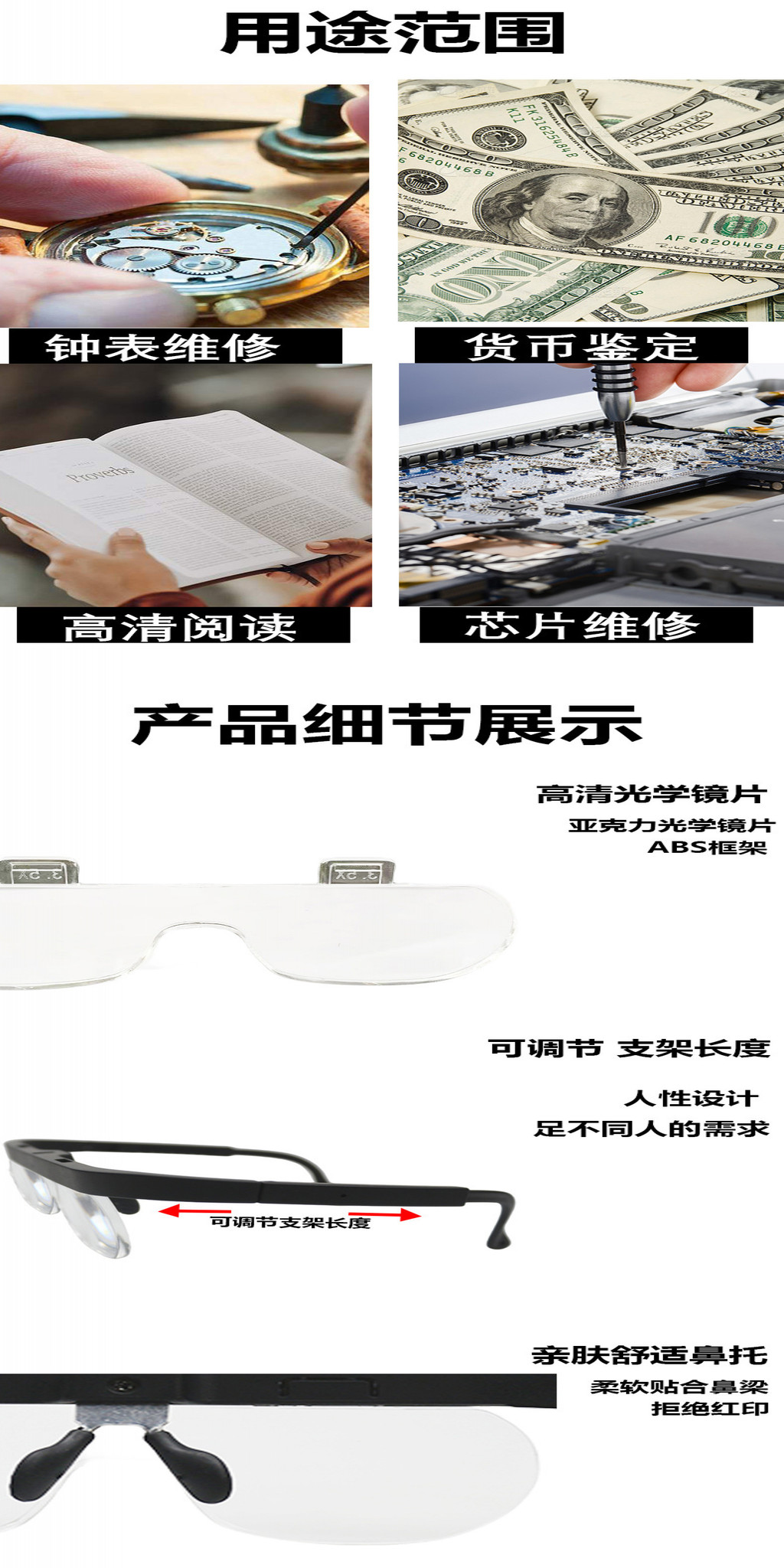【壹號店優選】小型維修眼鏡式睫毛紋身放大鏡老人閱讀放大鏡頭戴鵰刻美工 1SYS | 蝦皮購物