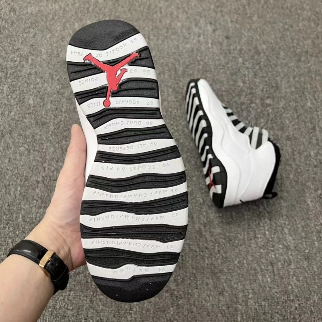 【LUCK-SHOE】AIR JORDAN10 男子AJ10代 高幫黑白酷灰 黑武士專業實戰 耐磨運動 籃球鞋 | 蝦皮購物