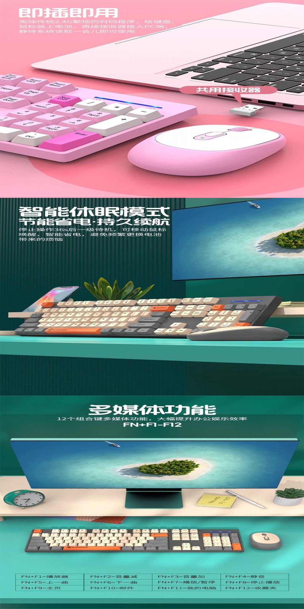 💢臺灣 出貨💢W1060無線2.4g鍵盤鼠標套裝電腦筆記本家用辦公拚色鍵盤省 | 蝦皮購物
