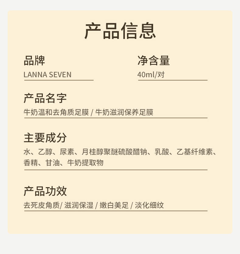 🔥臺灣出貨🔥有中文標 泰國LANNA SEVEN 牛奶足膜修護保養保濕去角質 | 蝦皮購物
