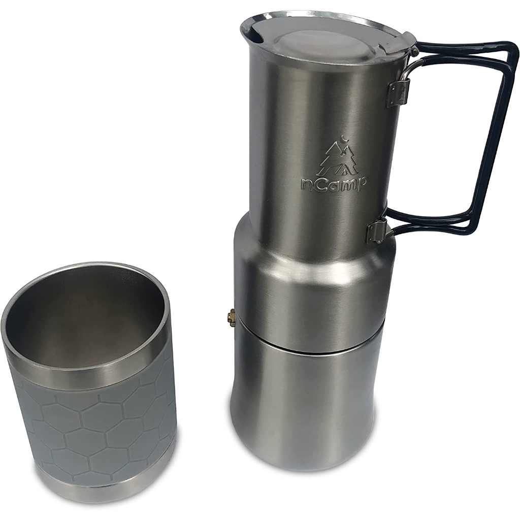 [現貨最後一組]ncamp 戶外/露營用不鏽鋼摩卡壺12oz 不含爐架 | 蝦皮購物
