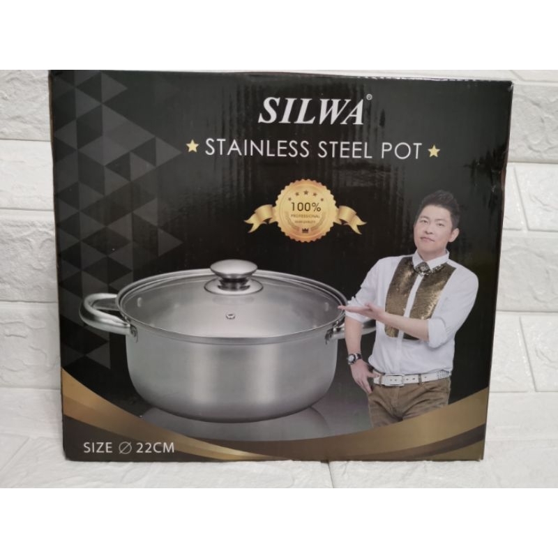 台灣現貨 全新 SILWA 西華不鏽鋼湯鍋22cm 附玻璃蓋 租屋族必備 單身貴族 羽量級湯鍋 曾國城推薦 瓦斯爐 | 蝦皮購物