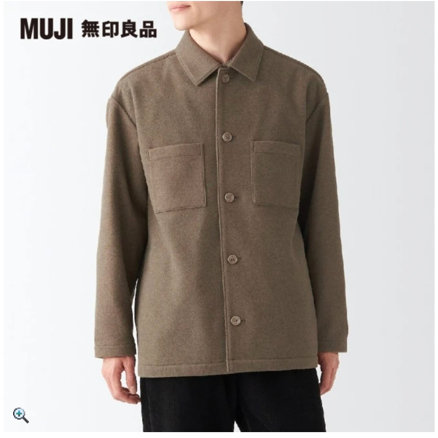 MUJI 彈性起毛 襯衫式外套L 淡米色 原價1390 | 蝦皮購物