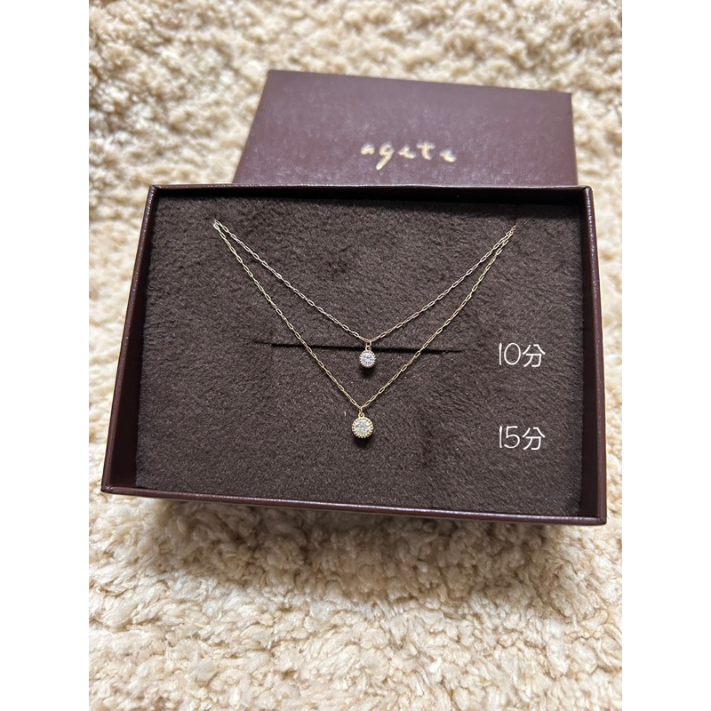 agete 18K千粒穀單鑽項鍊 10分 15分 20分 0.1 0.15 0.2ct | 蝦皮購物