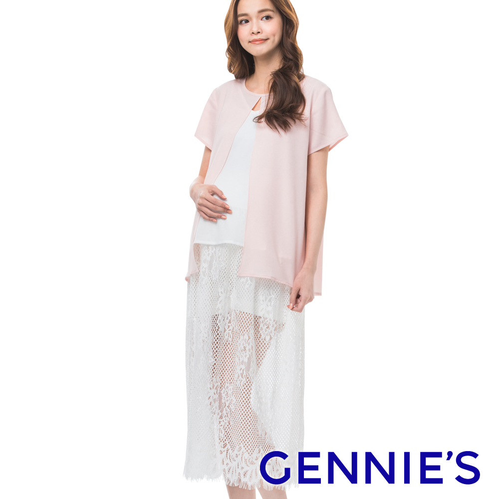 【Gennies 奇妮】裸膚拼接蕾絲顯瘦內搭洋裝-白/黑(T1B15) | 蝦皮購物