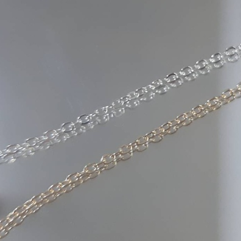 J09 14K包金 細鏈條扁O鏈 『225~245鍊條』『金/銀/玫瑰金/槍黑/白金』『1~2mm』50cm | 蝦皮購物