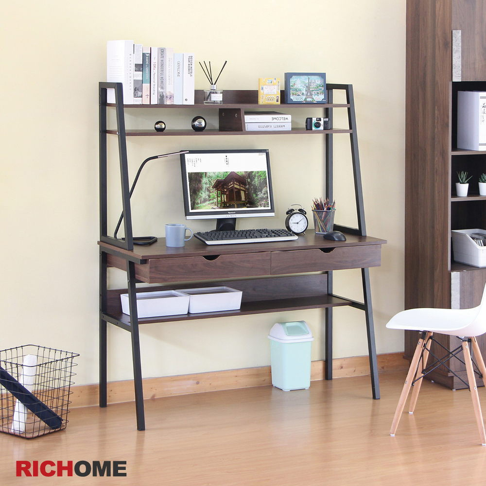 RICHOME 福利品 DE-278 漢普敦雙層書桌 辦公桌 工作桌 電腦桌 書桌 桌子 收納桌 書架 | 蝦皮購物