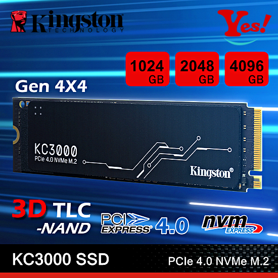 【Yes！台灣公司貨】新Kingston金士頓 M.2 KC3000 1TB 2TB 2T PCIe SSD 固態硬碟 | 蝦皮購物