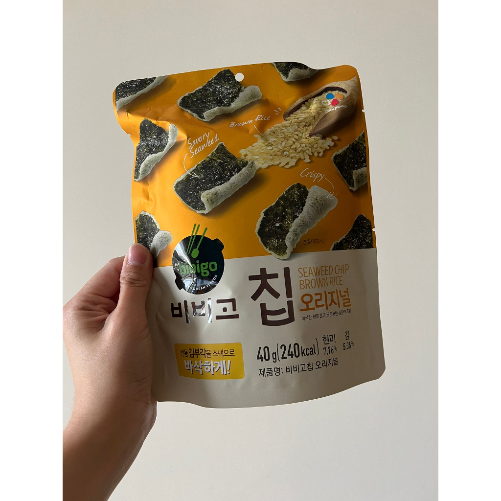 **少量現貨**[菲菲媽代購小舖]100%韓國 CJ Bibigo 海苔脆片 低卡路里海苔餅乾40g 原味糙米口味 | 蝦皮購物