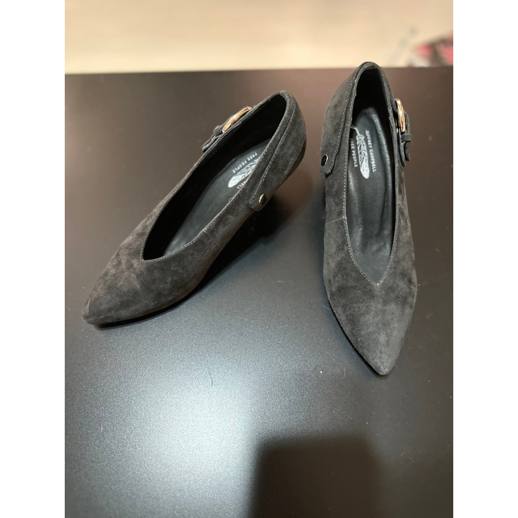 Jeffrey Campbell - Rydell Kitten Heel 深灰色麂皮低跟鞋US 6.5 | 蝦皮購物